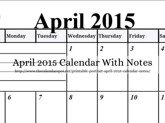 April 2015 Calendars | PPTX | Business | Business and Finance