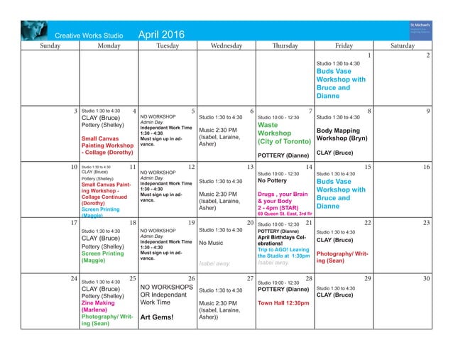 April 2016 Programming Calendar | PPT