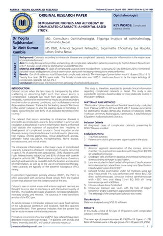 April 2019 . Cataracts secondary to intraocular diseases are ...