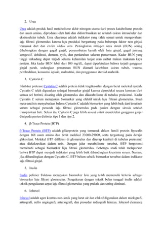 uji biokimia untuk penelitian fungsi ginjal | PDF