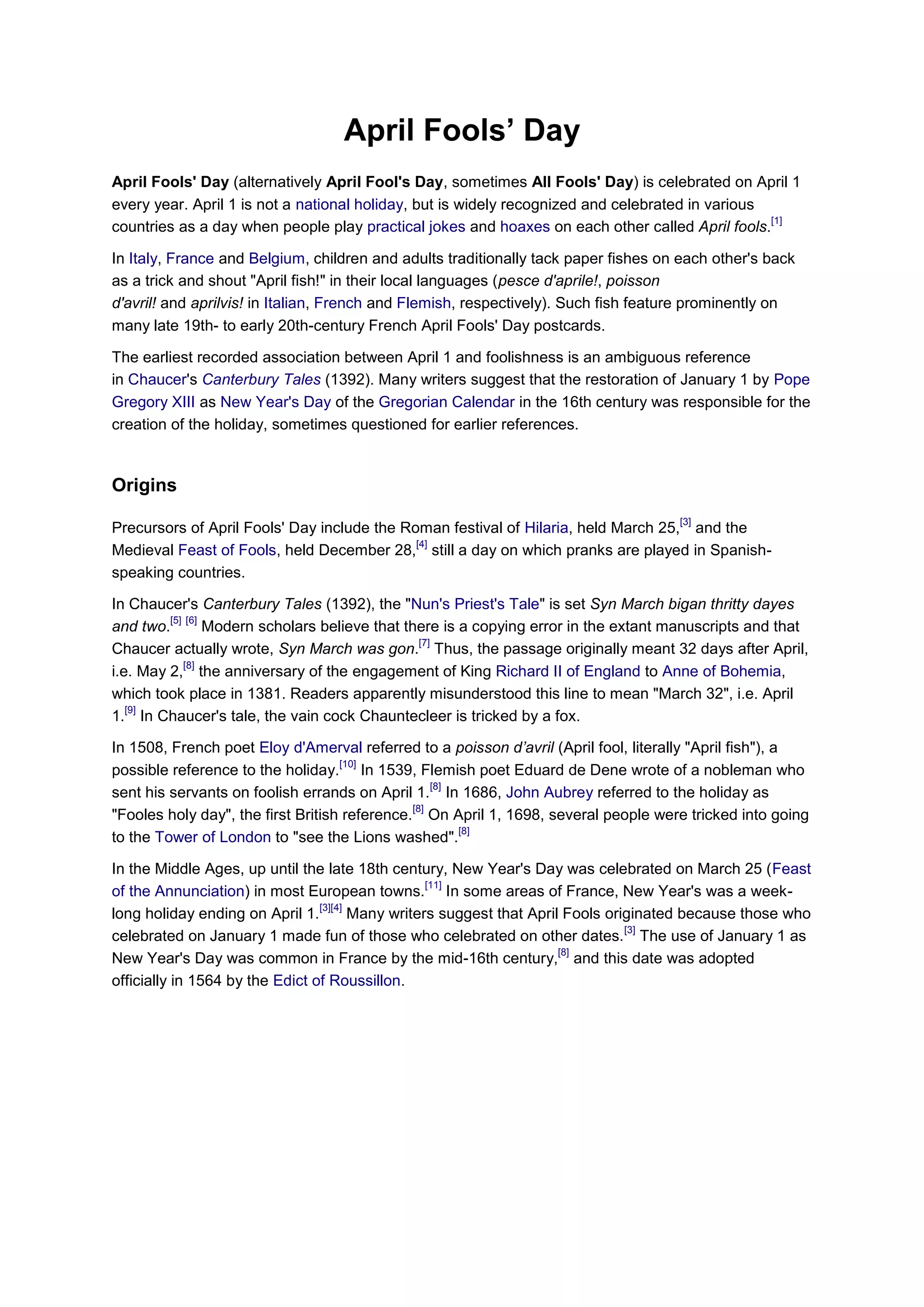 April fools' day | DOCX