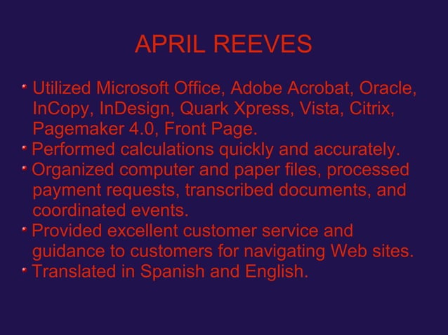 April Reeves's Administrative Assistant Presentation | PPT