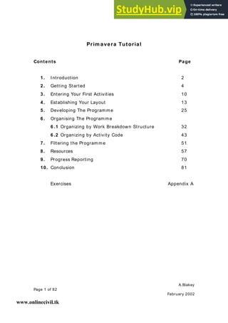 A Primavera Tutorial | PDF