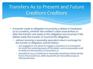 A Primer on Fraudulent Transfer Law | PPTX