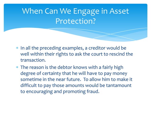 A Primer on Fraudulent Transfer Law | PPTX | Business | Business and Finance