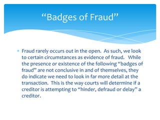 A Primer on Fraudulent Transfer Law | PPTX | Business | Business and ...