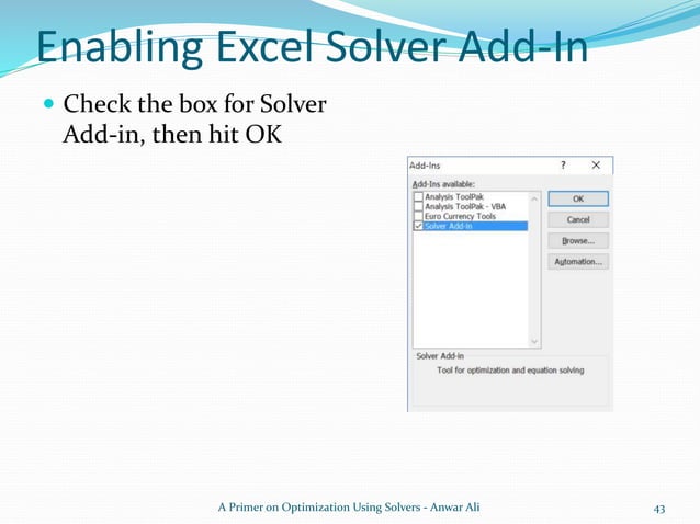 A primer on optimization using solvers | PDF | Computer Software and Applications | Computing