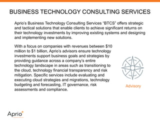Aprio Consulting Services - Cloud, ITFM, Compliance, Innovation, Technology | PDF