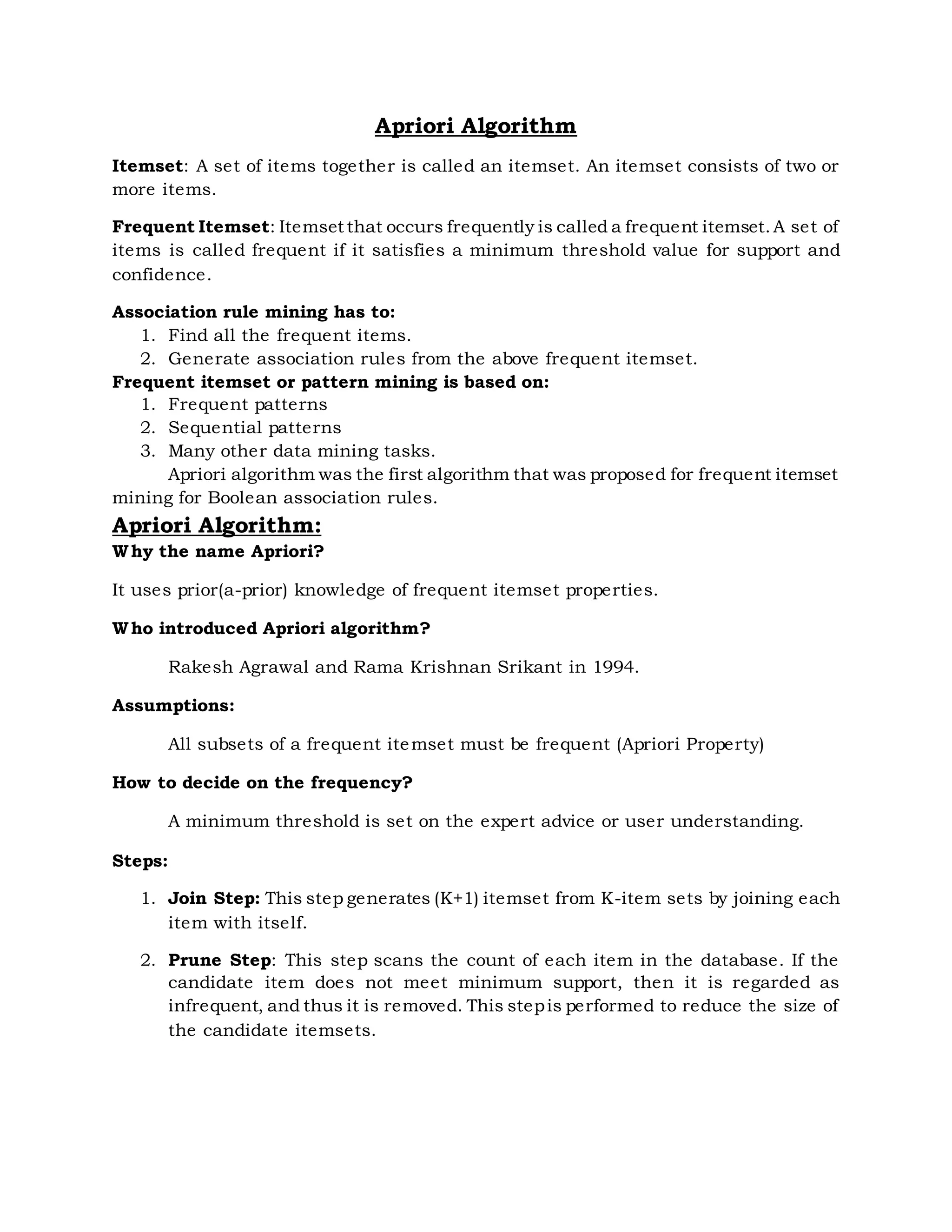 Apriori Algorith With Example Docx Databases Computer Software