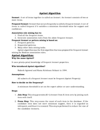 Apriori Algorith with example | DOCX