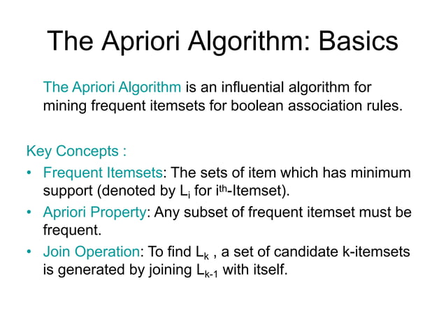 apriori algo.pptx for frequent itemset.. | PPT