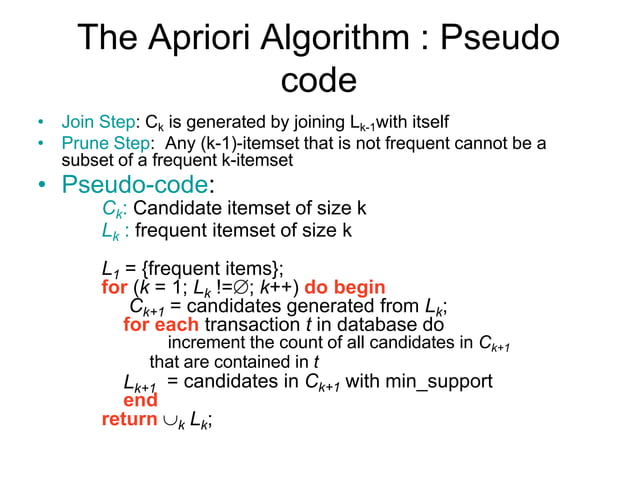 apriori algo.pptx for frequent itemset.. | PPT