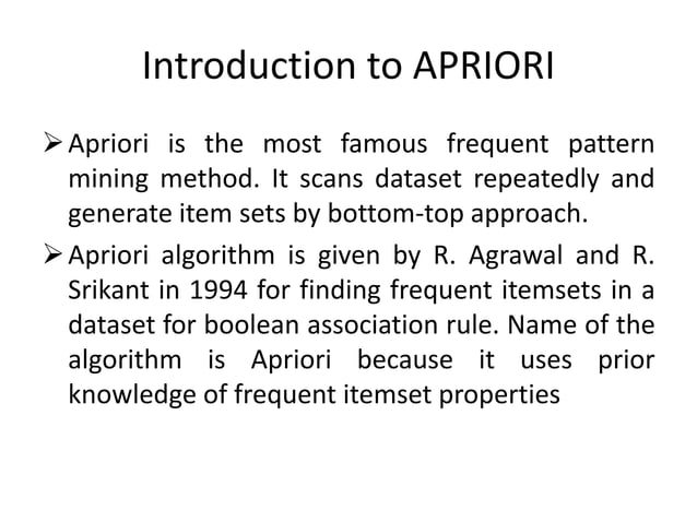 Apriori algorithm | PPTX