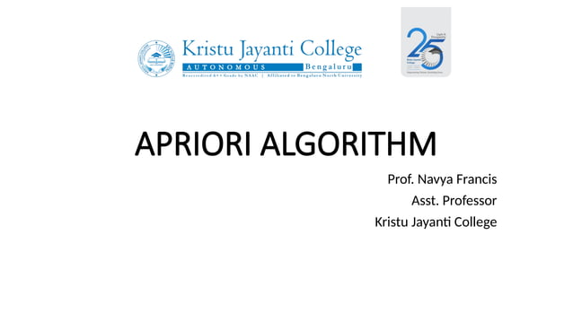 Data Warehosuing & Data Mining: Apriori Algorithm | PPT