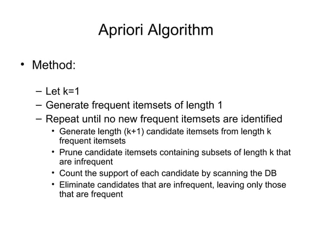 Apriori and Eclat algorithm in Association Rule Mining | PPT