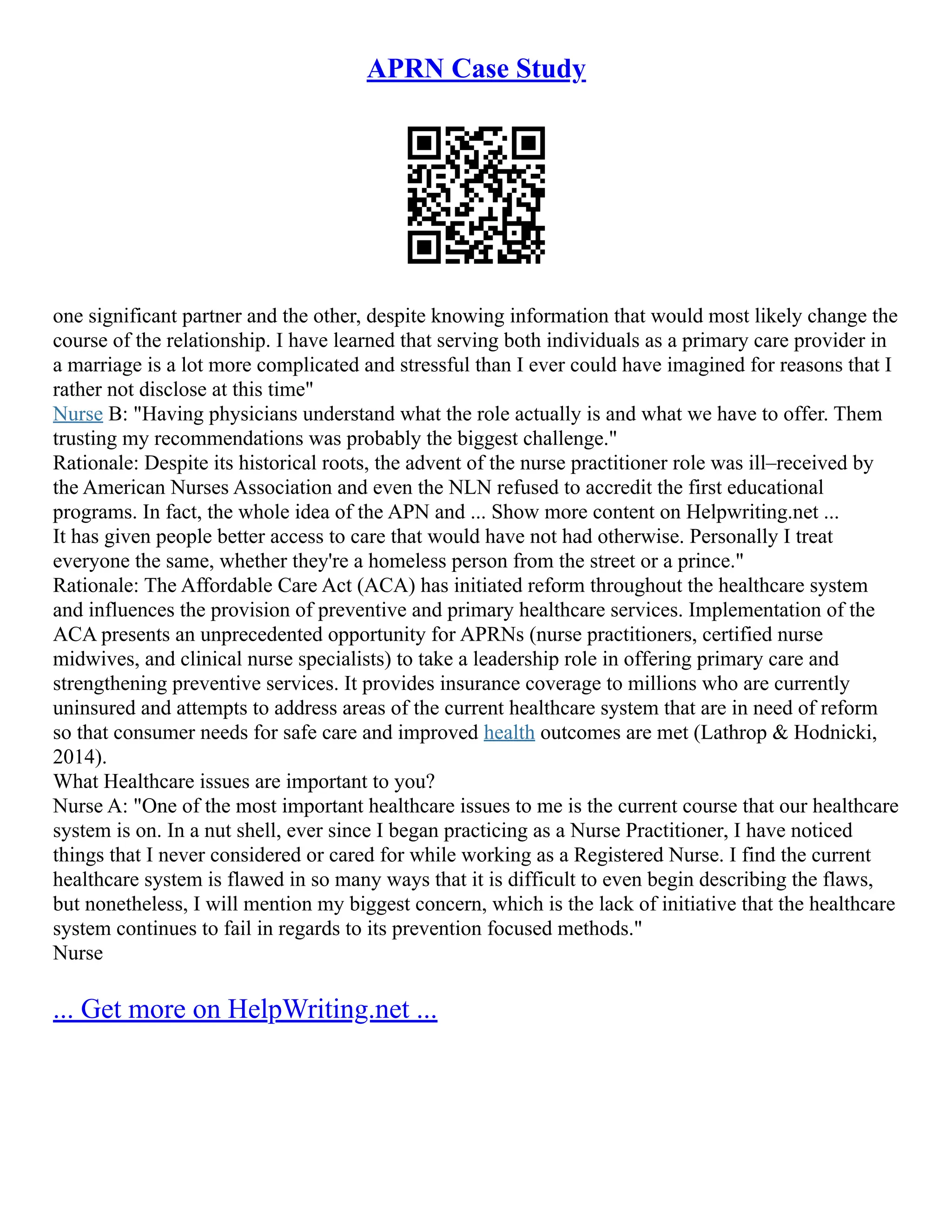 APRN Case Study | PDF