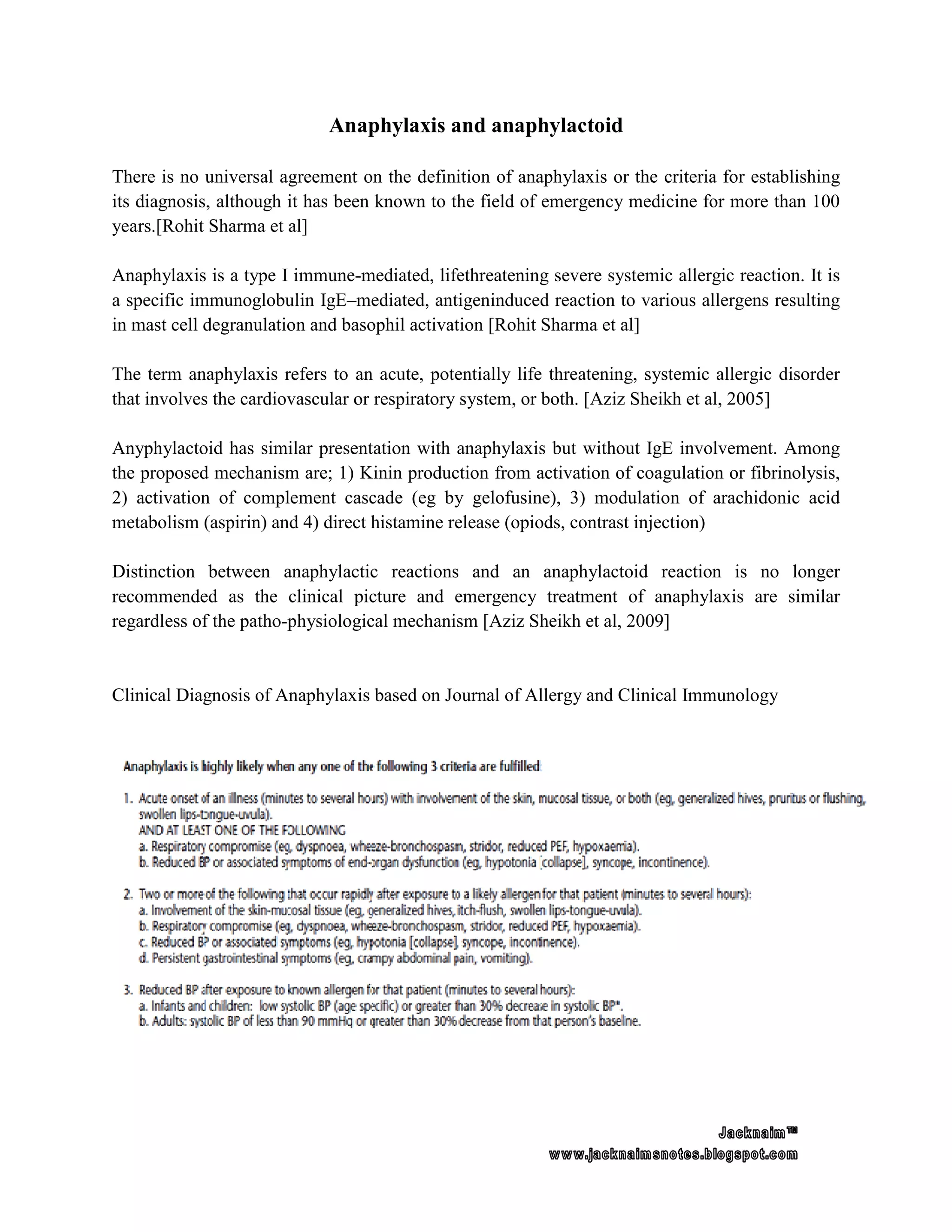 Aproach to anaphylaxis evidence based medicine | PDF