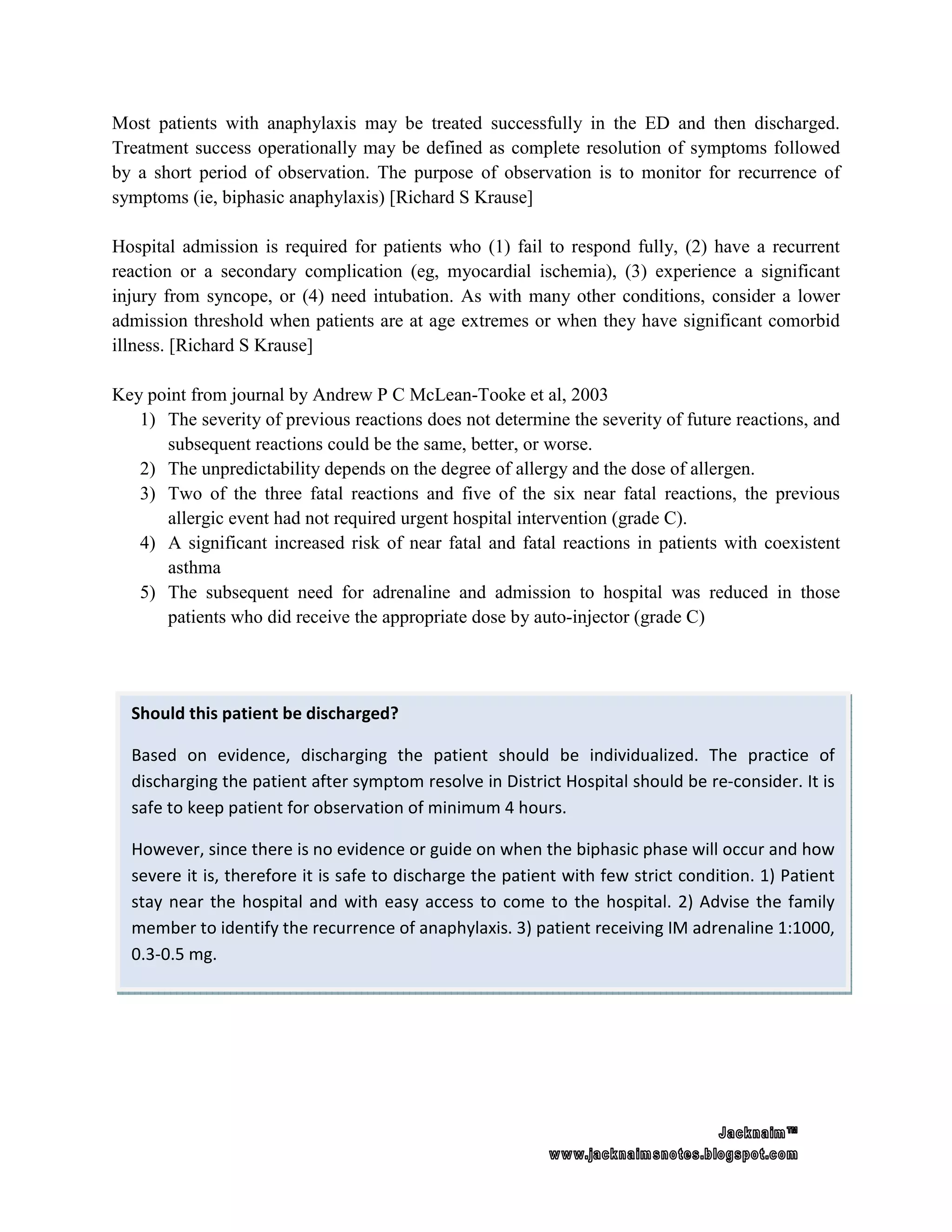 Aproach to anaphylaxis evidence based medicine | PDF