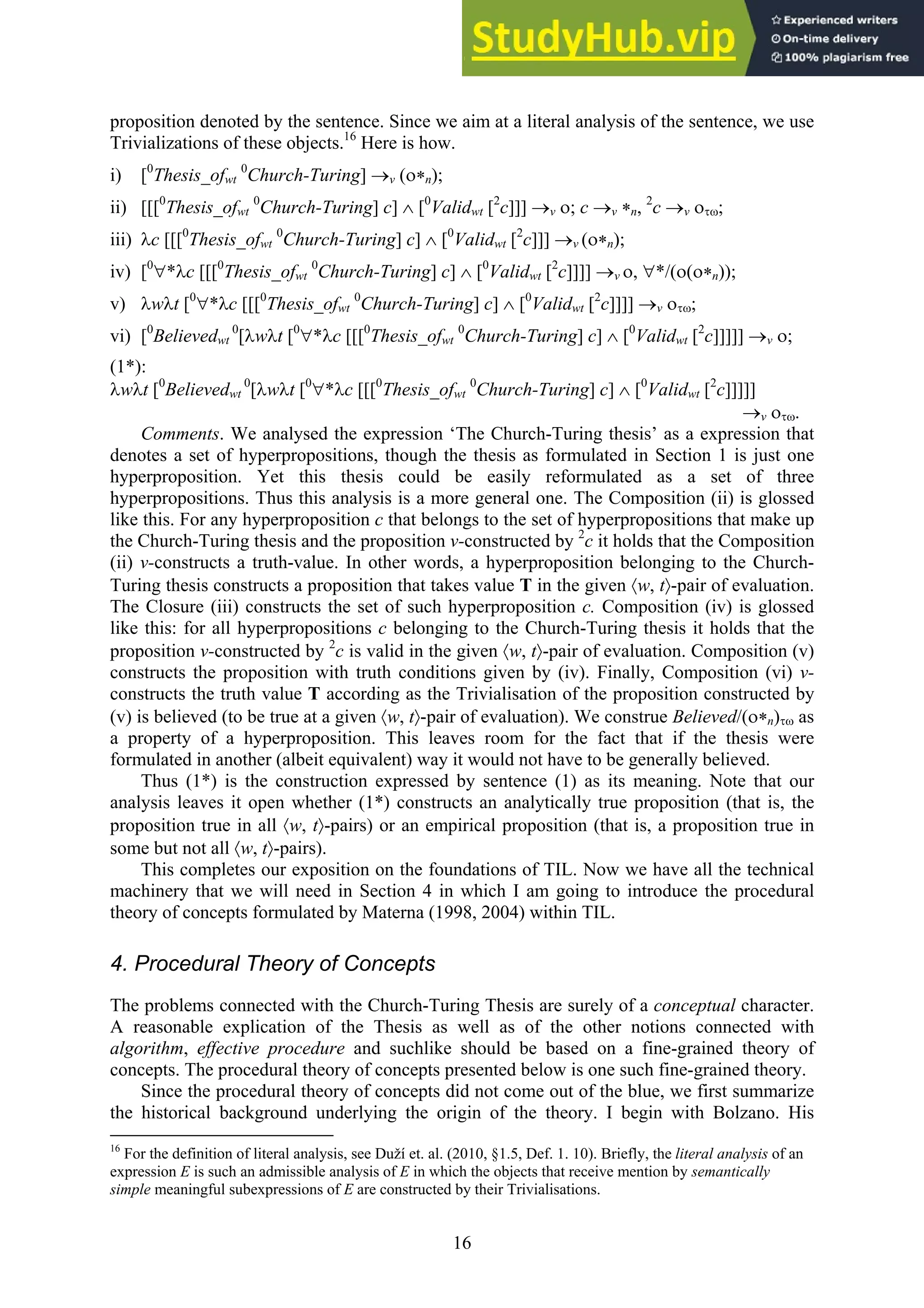 A Procedural Interpretation Of The Church-Turing Thesis | PDF