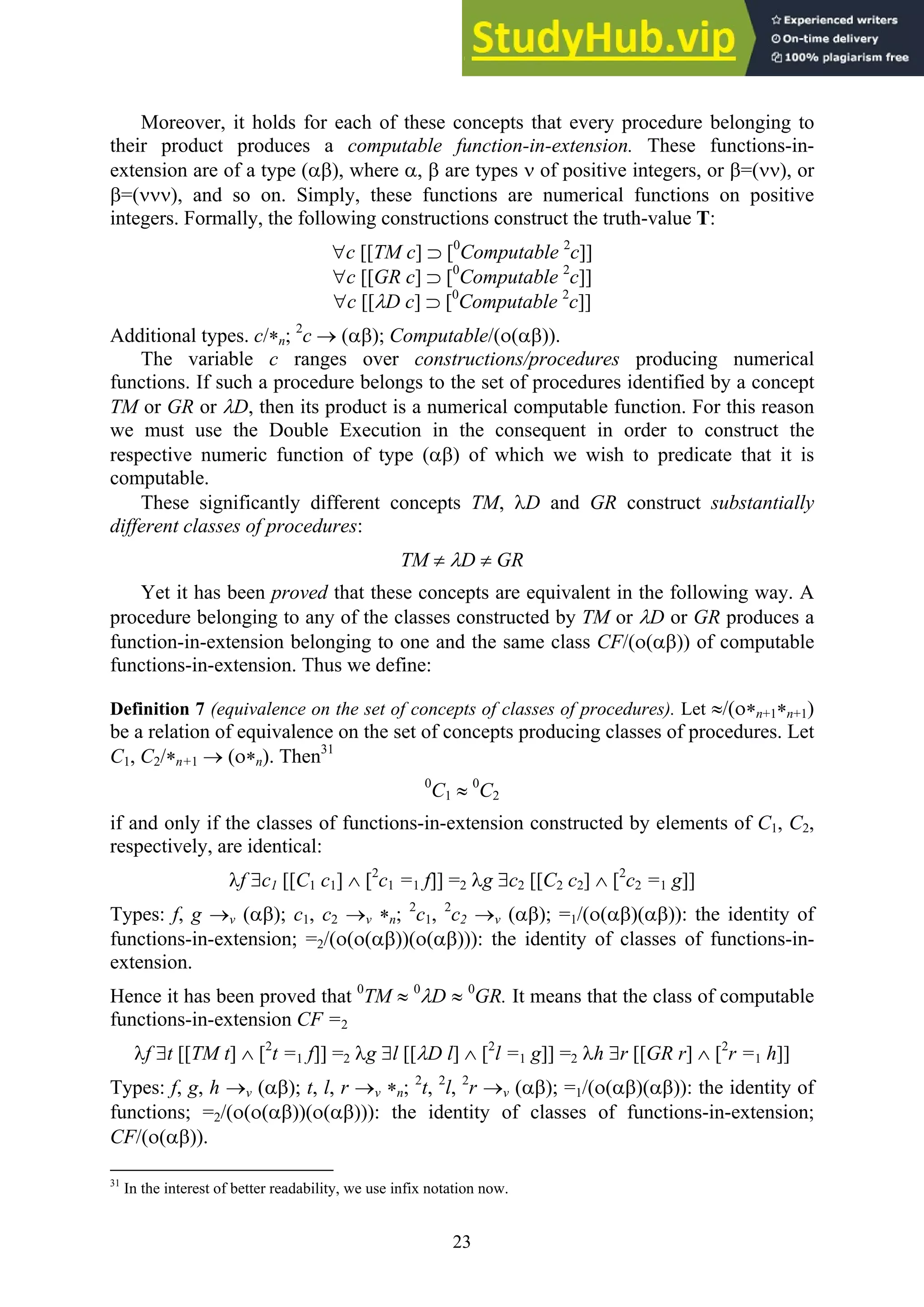 A Procedural Interpretation Of The Church-Turing Thesis | PDF