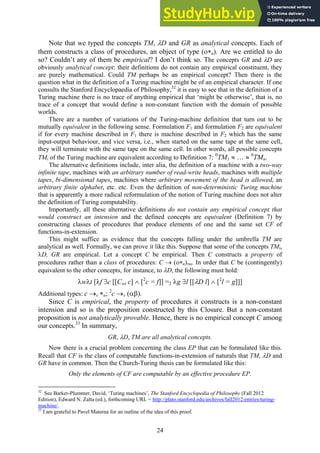A Procedural Interpretation Of The Church-Turing Thesis | PDF
