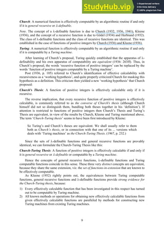 A Procedural Interpretation Of The Church-Turing Thesis | PDF