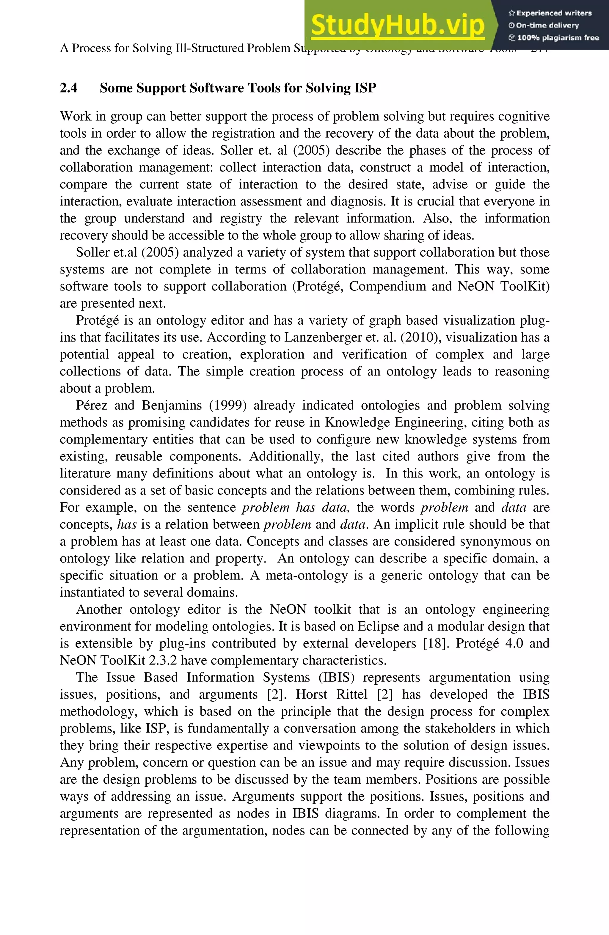 A Process For Solving Ill-Structured Problem Supported By Ontology And Software Tools | PDF