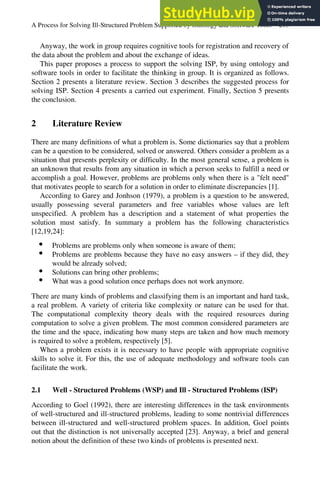 A Process For Solving Ill-Structured Problem Supported By Ontology And Software Tools | PDF