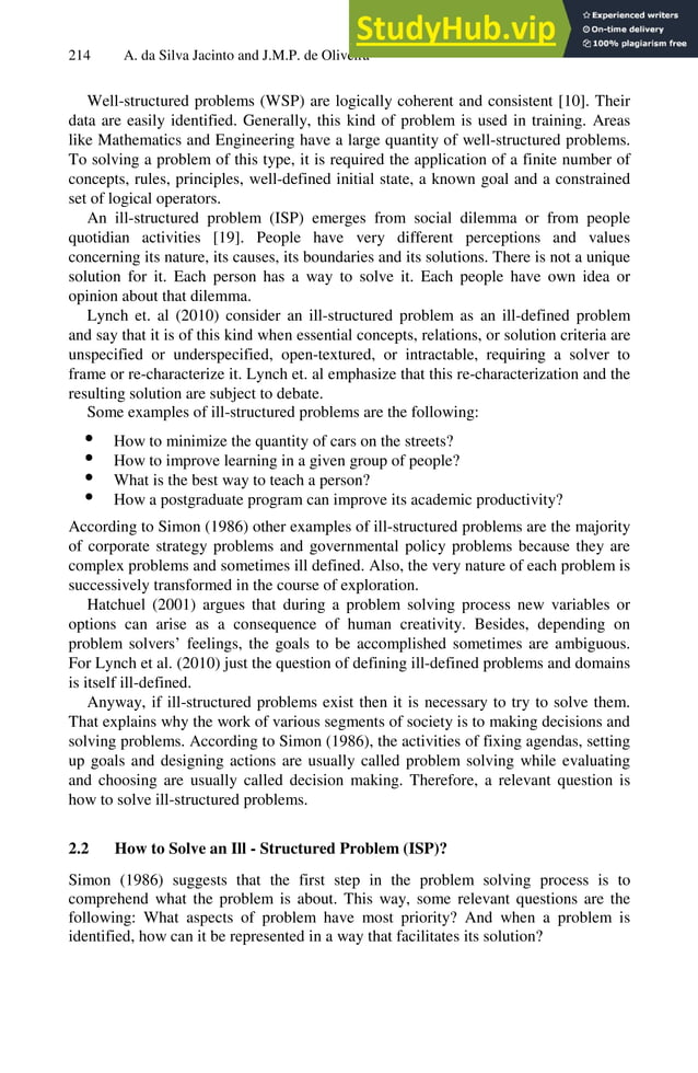 A Process For Solving Ill-Structured Problem Supported By Ontology And ...