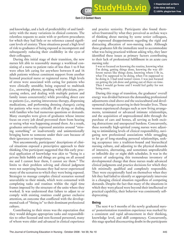 A Process Of Becoming The Stages Of New Nursing Graduate Professional ...