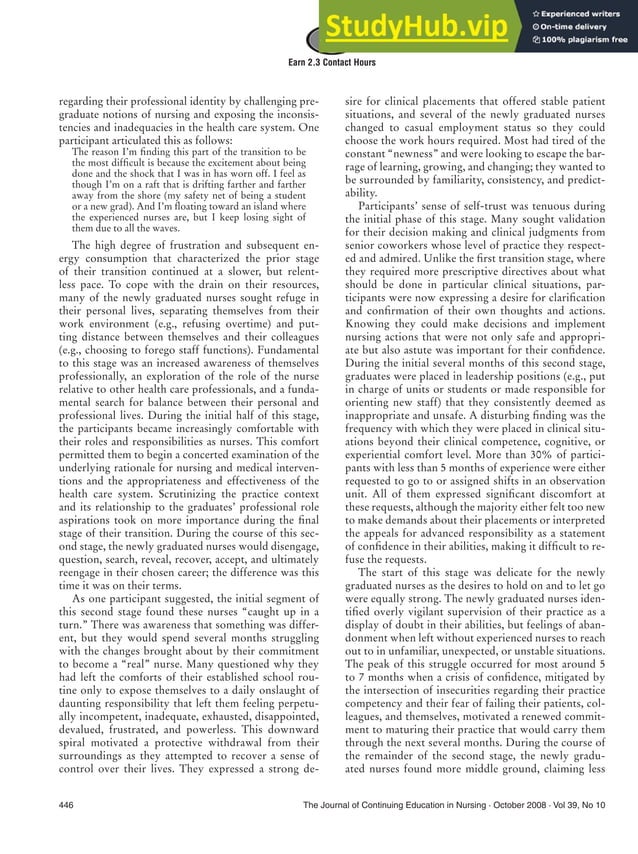 A Process Of Becoming The Stages Of New Nursing Graduate Professional ...