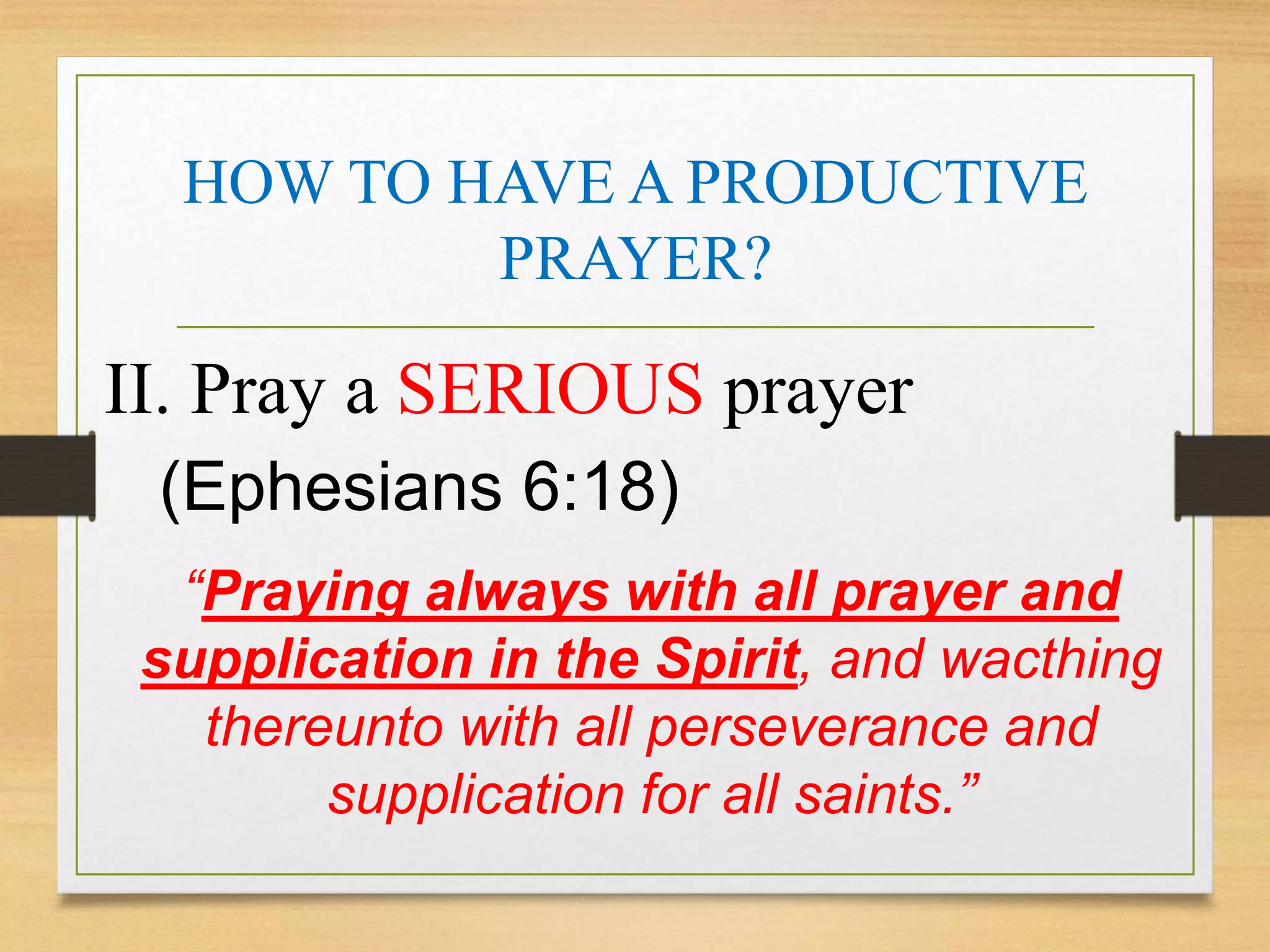 "A Productive Prayer" By PFM | PPT
