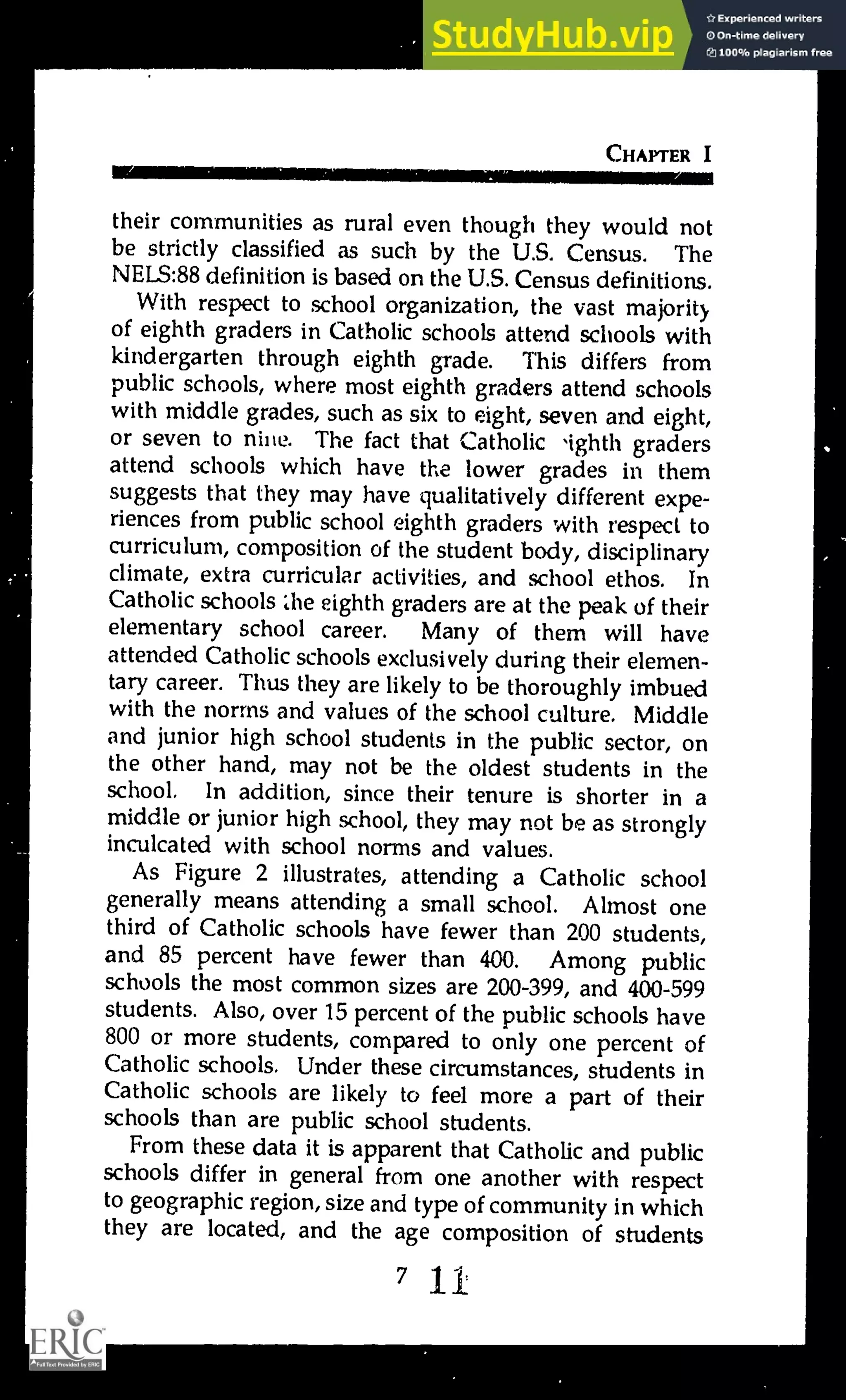 A Profile Of Eighth Graders In Catholic Schools. Based On The National ...