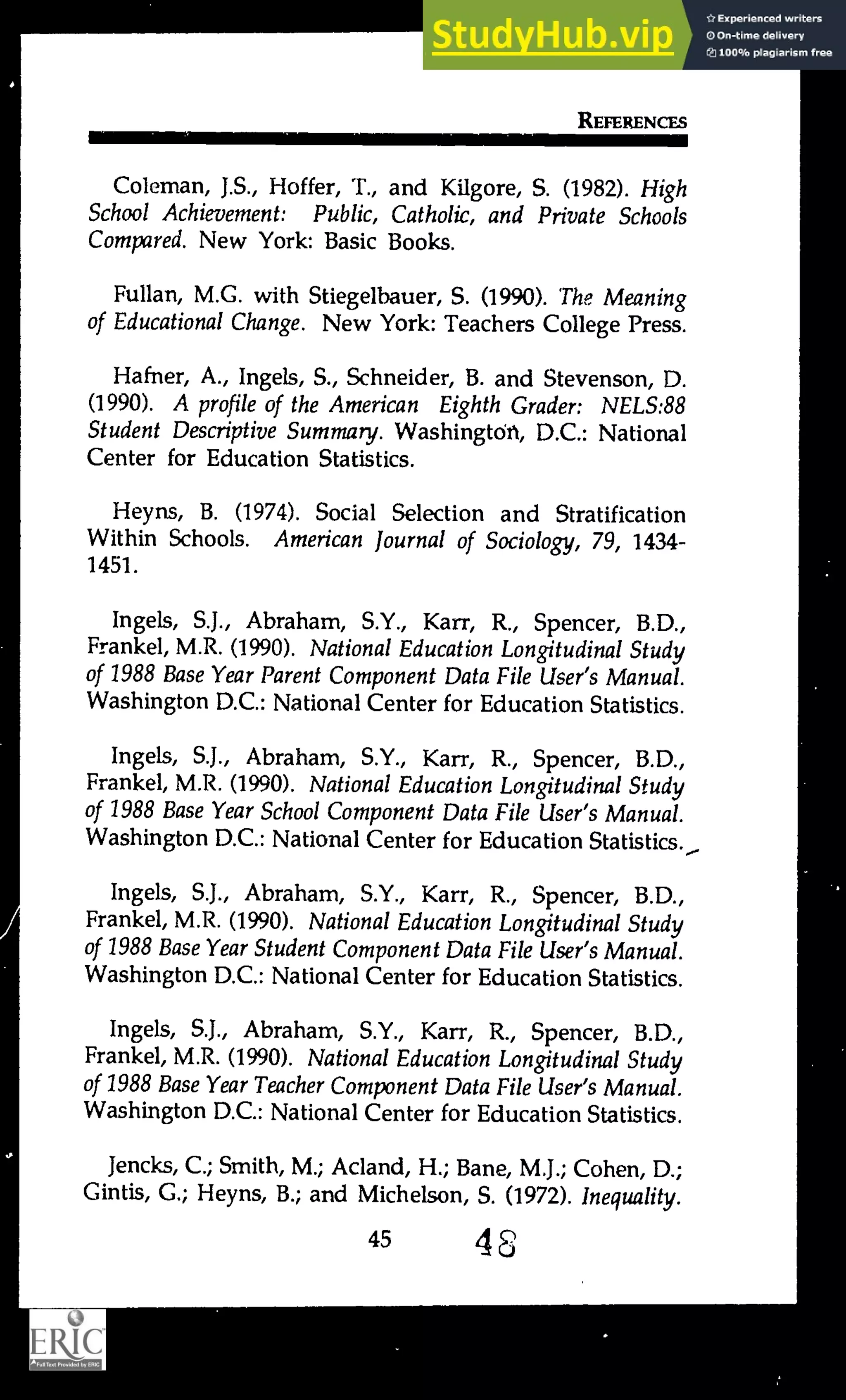 A Profile Of Eighth Graders In Catholic Schools. Based On The National ...