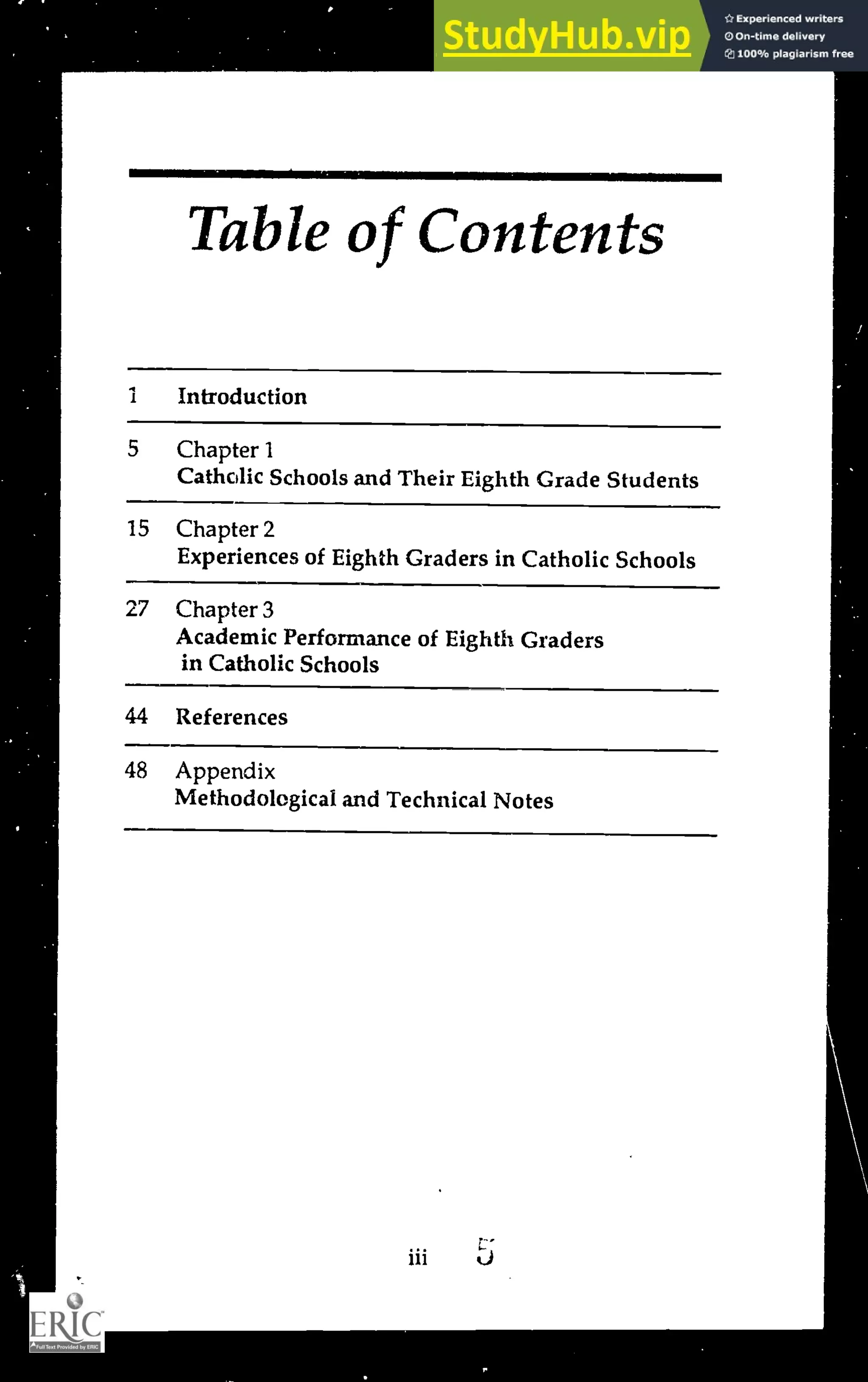 A Profile Of Eighth Graders In Catholic Schools. Based On The National ...
