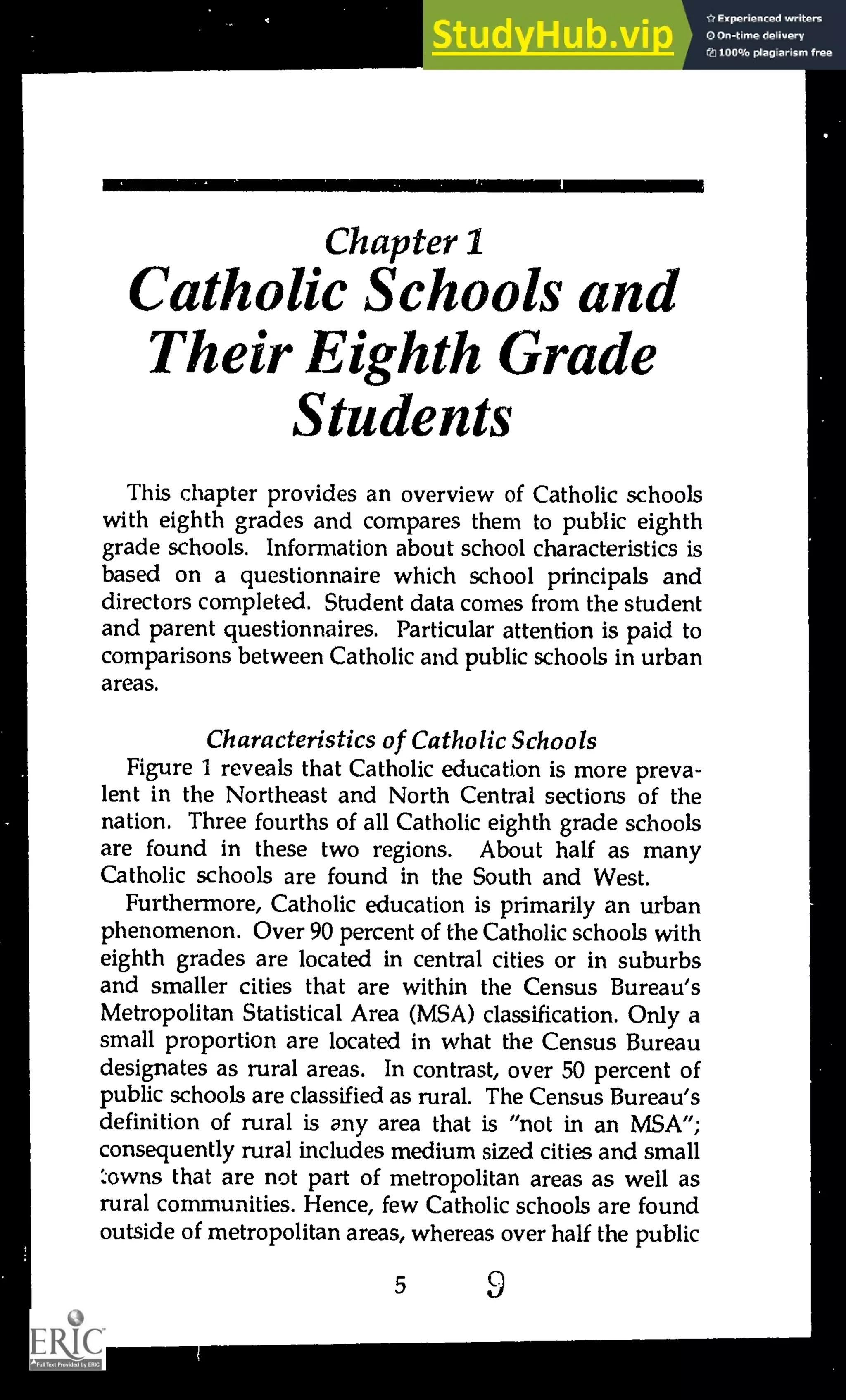 A Profile Of Eighth Graders In Catholic Schools. Based On The National ...