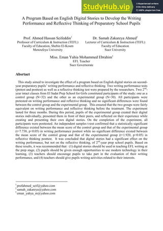 A Program Based On English Digital Stories To Develop The Writing ...