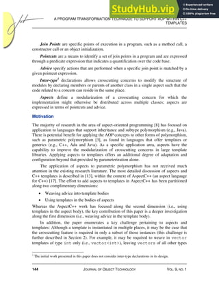 A Program Transformation Technique To Support AOP Within C Template | PDF