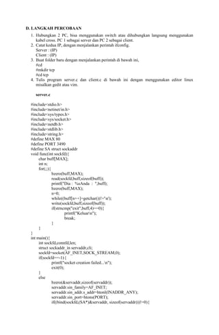 Aplikasi Chatting dengan Client-Server Menggunakan Protokol TCP | DOCX