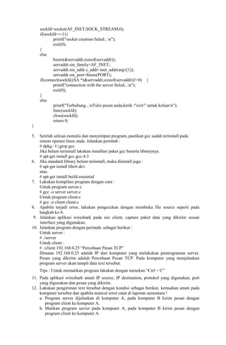 Aplikasi Chatting dengan Client-Server Menggunakan Protokol TCP | DOCX