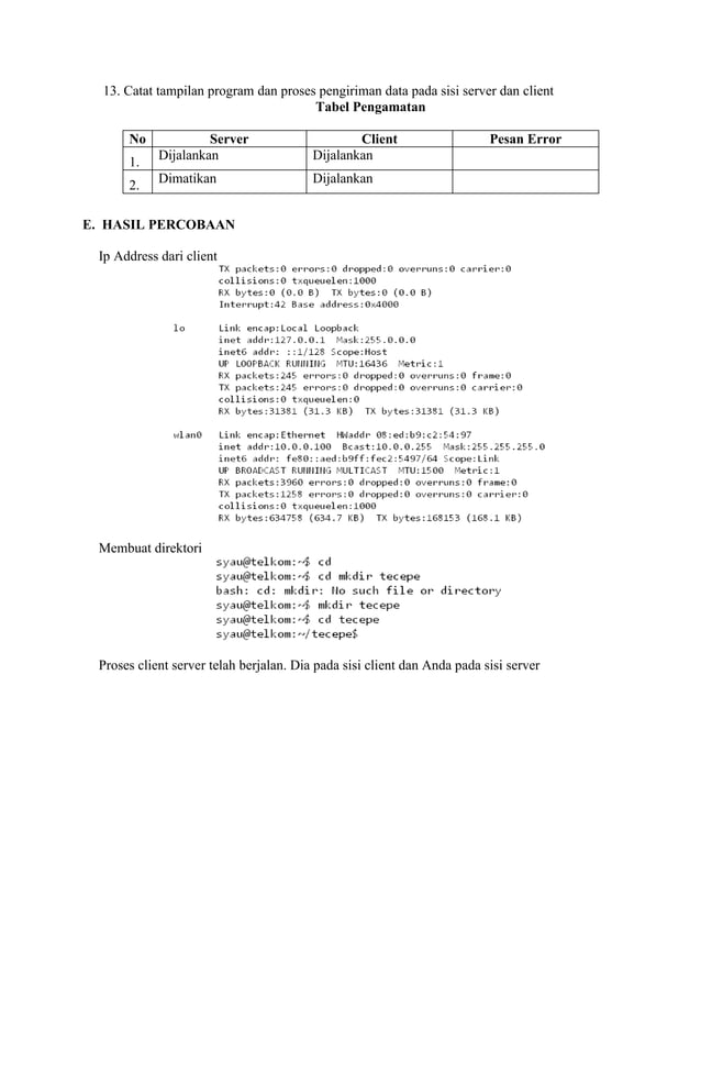 Aplikasi Chatting dengan Client-Server Menggunakan Protokol TCP | DOCX