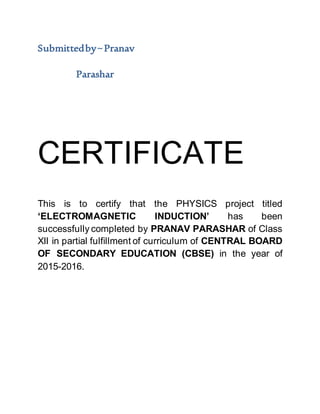 physics project on electromagnetic inducion | DOCX