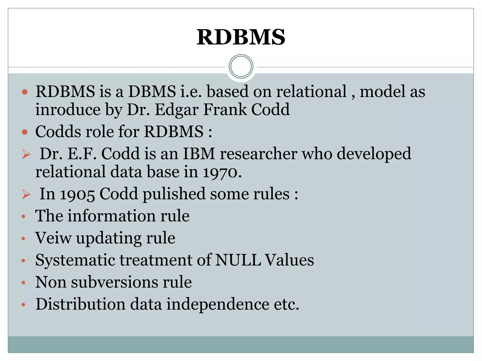 A project on DBMS and RDMS | PPTX