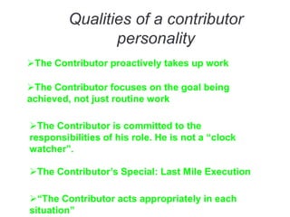 A project on contributor personality development program. | PPTX