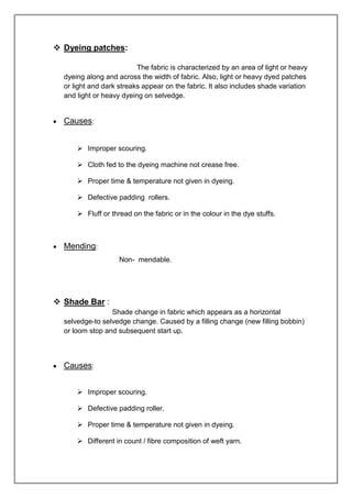 A PROJECT ON CUT & DEFECTS OF DYEING & FINISHING DEPARTMENT IN TEXTILES ...