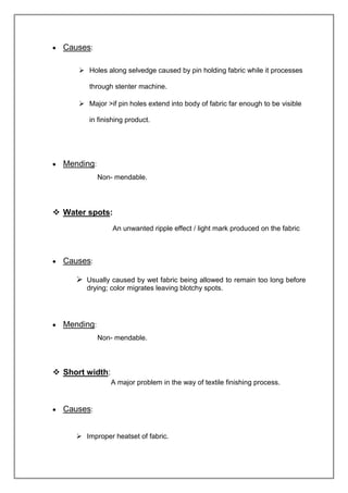 A PROJECT ON CUT & DEFECTS OF DYEING & FINISHING DEPARTMENT IN TEXTILES ...
