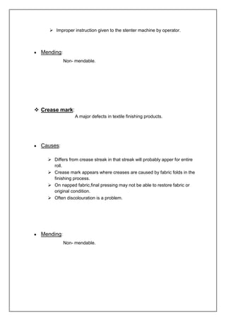 A PROJECT ON CUT & DEFECTS OF DYEING & FINISHING DEPARTMENT IN TEXTILES ...