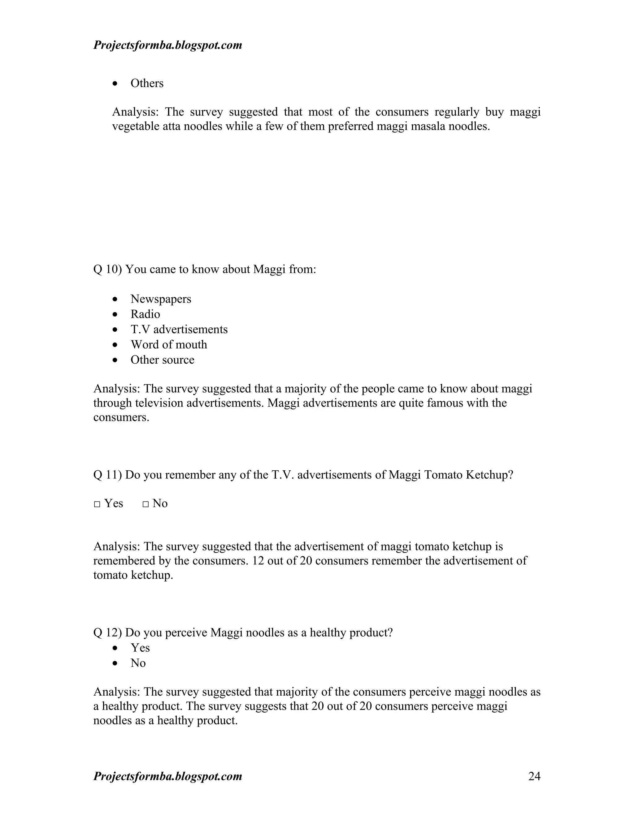 A project on research and methodology of maggi | DOC