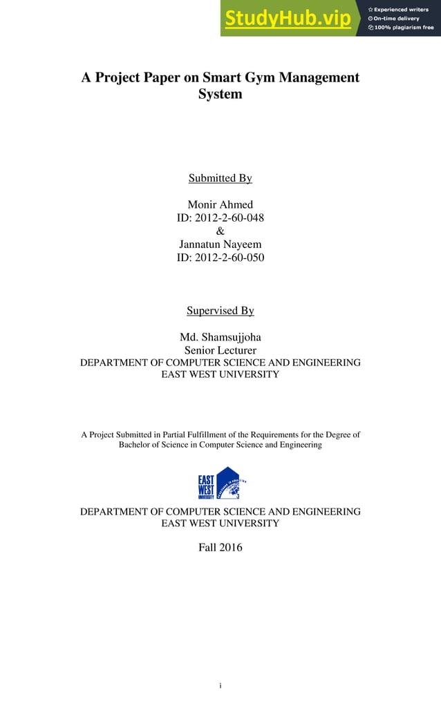 A Project Paper On Smart Gym Management System | PDF