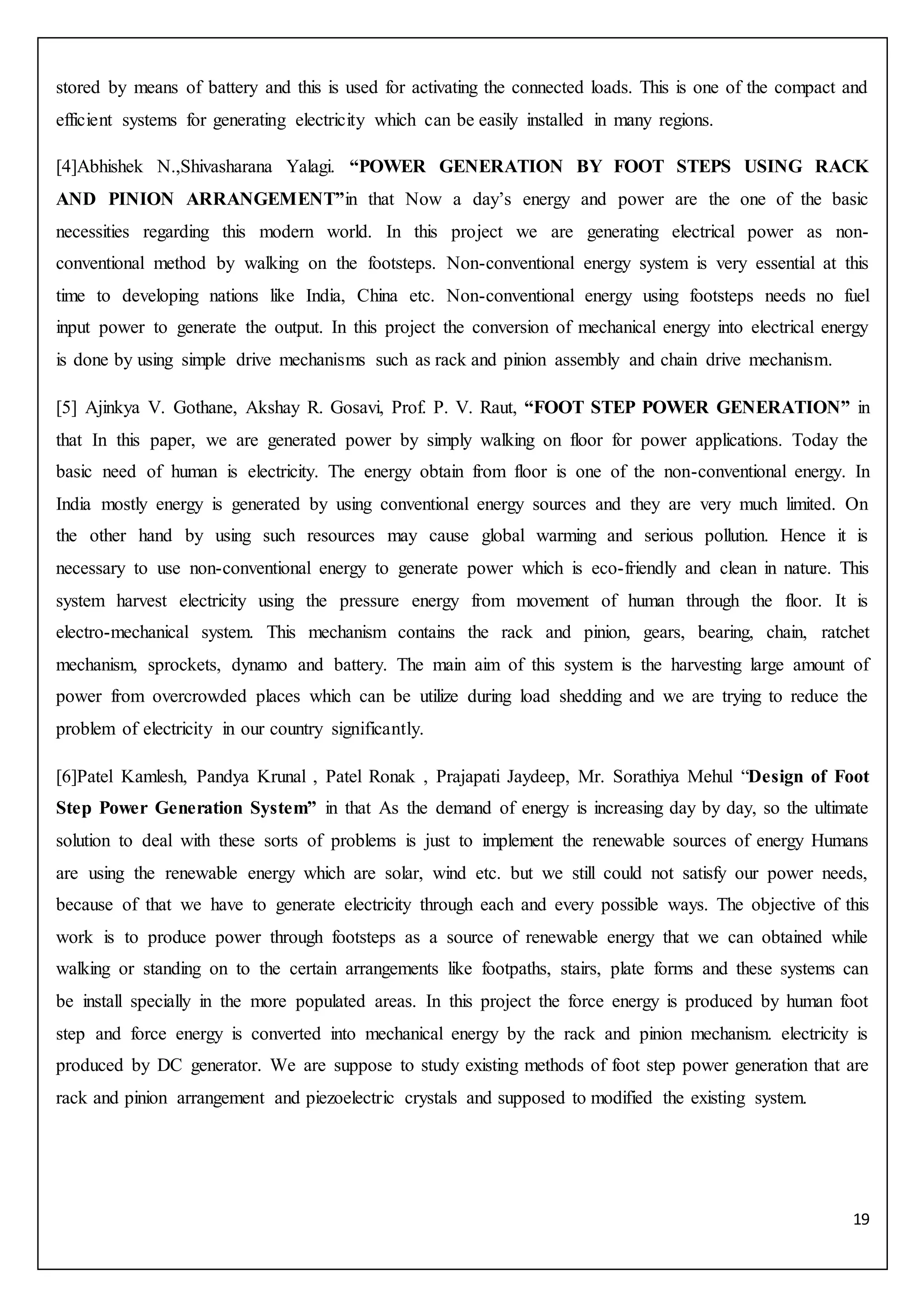 A project report on Foot Step Power Generation By Indrakumar R Padwani ...